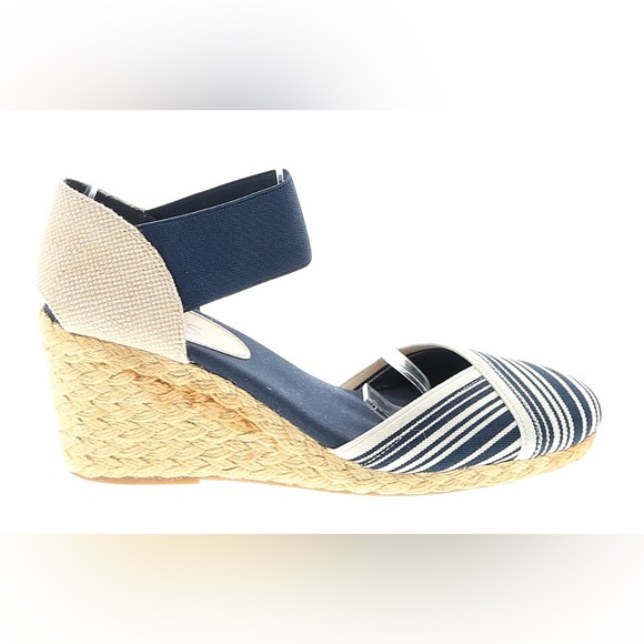 Chaps | Shoes | Chaps Chelsi Blue And White Wedge Sandals With Stretchy ...